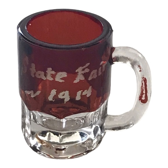 Accents | Ruby Red Flash Glasssmall State Fair Of 1914 Souvenir Shot ...